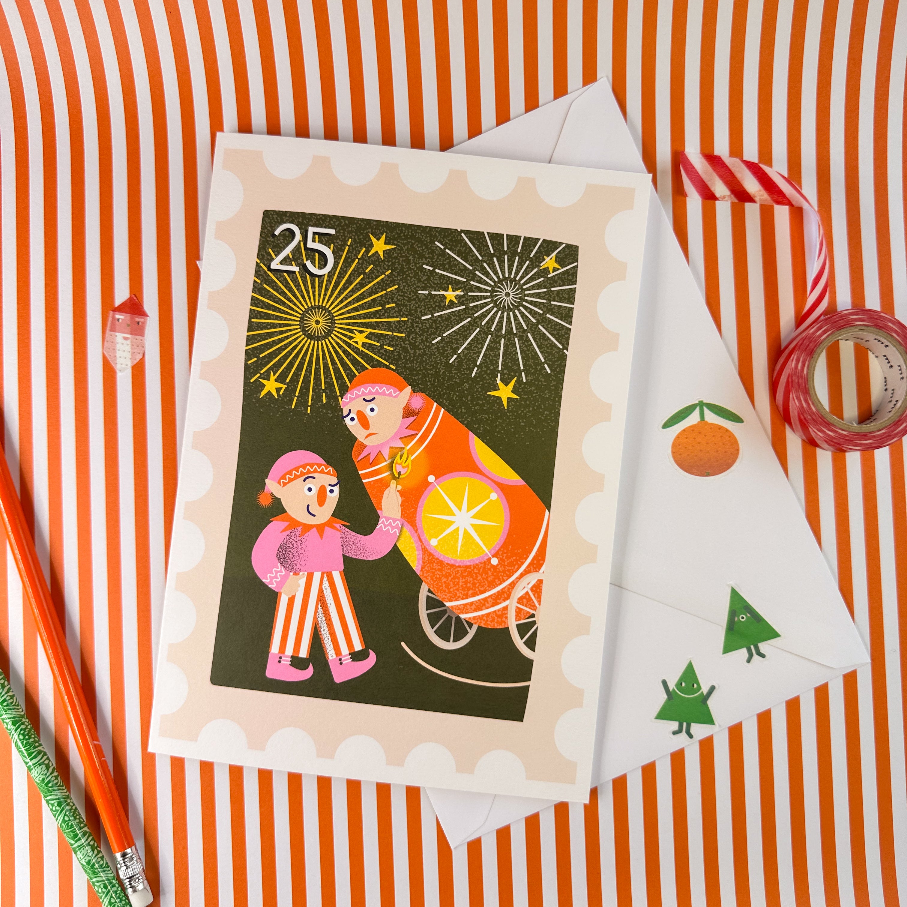 Elf Stamp Christmas Card – Harry Brian Studio